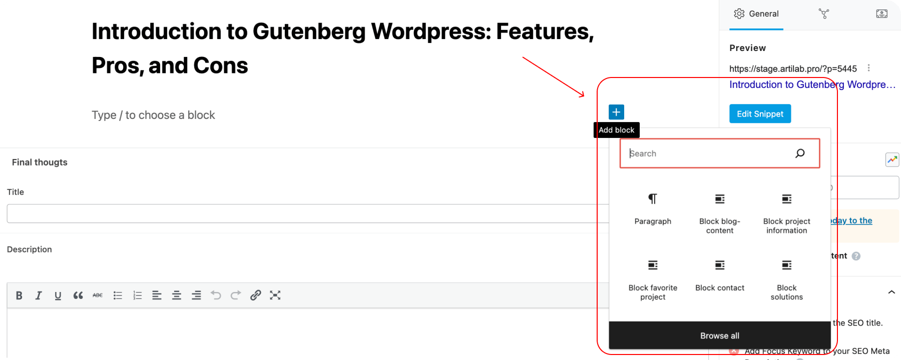 Introduction to Gutenberg Wordpress 2025 - Artilab